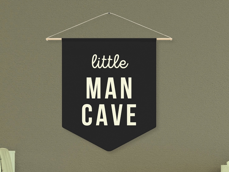 Little Man Cave Pennant Sage Green Nursery Baby Boy Room Decor - Etsy