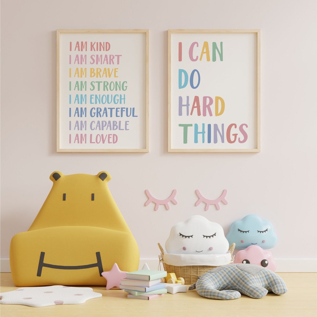 Affirmations for Kids Rainbow Affirmations Wall Art I Am Kind Smart ...
