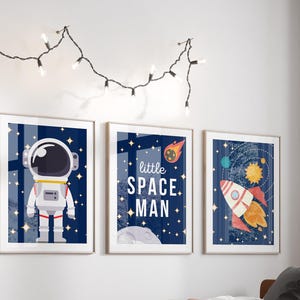 Space Prints for Boys Bedroom Set of 3 Prints Little Space Man Prints ...