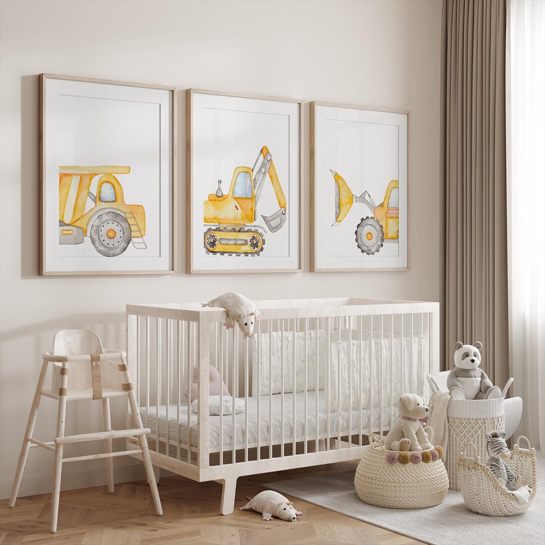 Construction Wall Art Boys Room Decor Construction Vehicles Prints ...