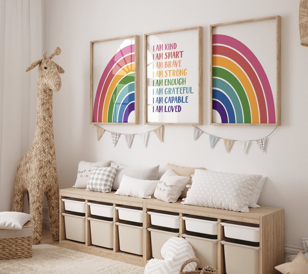 Positive Affirmations for Children Nursery Wall Art Motivational Poster ...