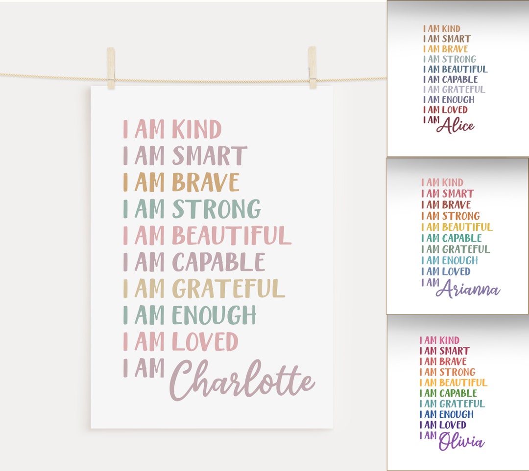 Girls Affirmations Print Personalized Girls Room Decor Girls ...