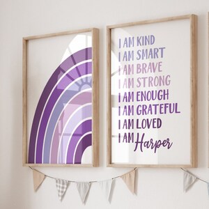 Personalized Affirmations for Kids Wall Art Set of 2 Prints ...