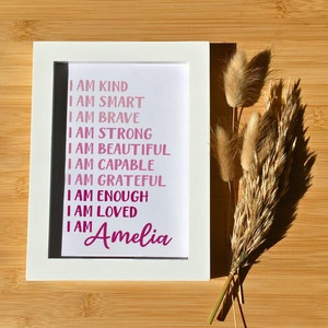 Girls Affirmations Print Personalized Girls Room Decor Girls ...