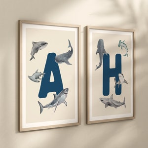 Shark Wall Art for Kids Room Custom Shark Theme Name Decor Shark Themed ...