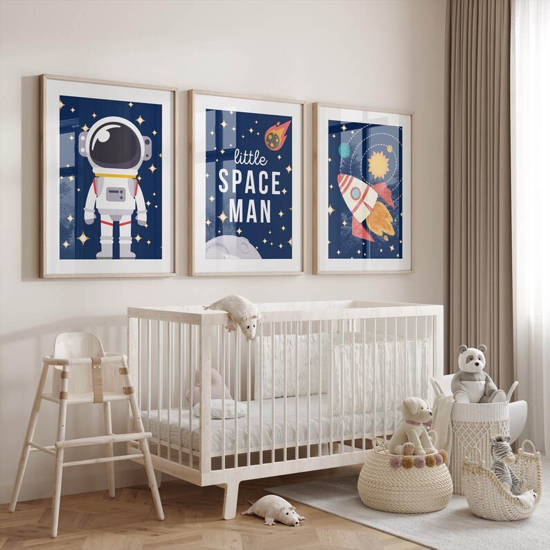 Space Prints for Boys Bedroom Set of 3 Prints Little Space Man Prints ...