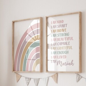 Personalized Affirmations for Kids Wall Art Set of 2 Prints ...