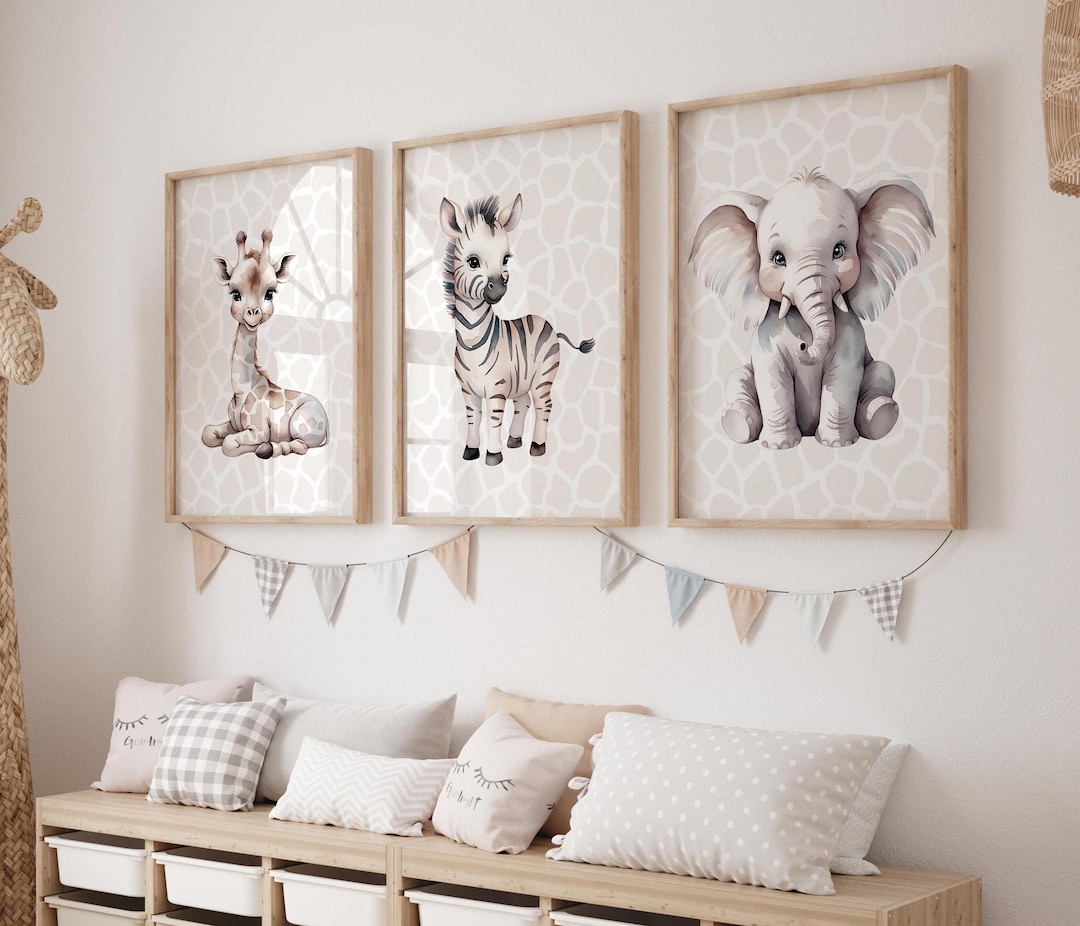 Safari Animal Prints for Nursery, Jungle Wall Art, Neutral Nursery ...
