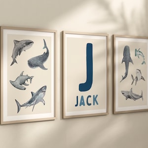 Personalized Wall Art for Kids Room Custom Shark Name Decor, Nursery ...