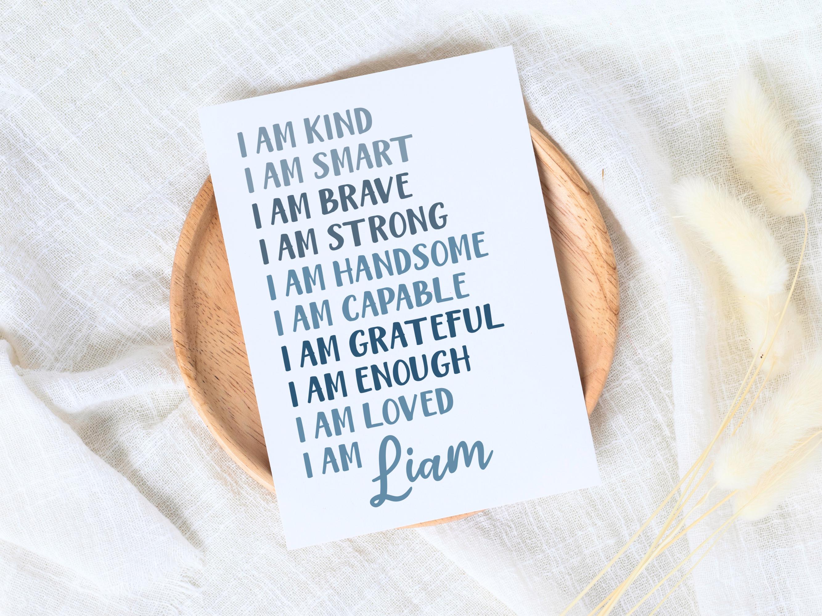 Personalized Affirmations Print Wall Art Boy Room Prints Boys Wall ...