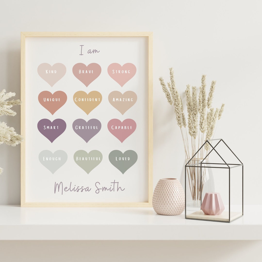 Affirmations Wall Art for Kids, Personalized Affirmations Poster, Boho ...
