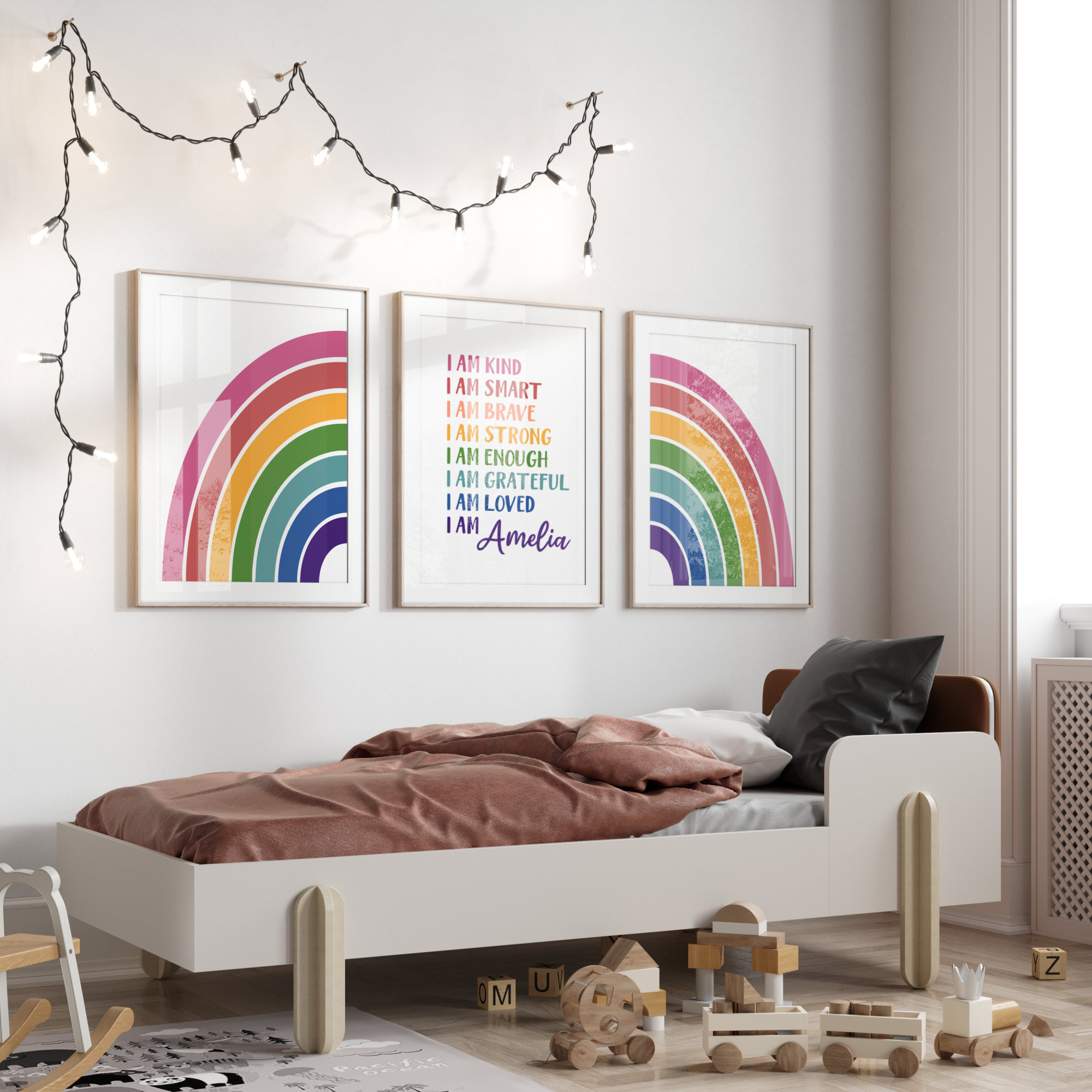 Kids Motivational Wall Art Purple Rainbow Affirmations Set of - Etsy