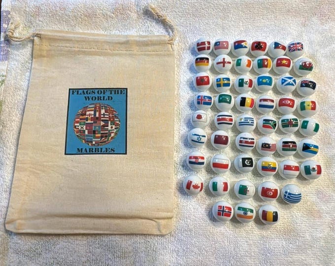 Flags of the World 5/8 Size Marbles and Pouch - Etsy