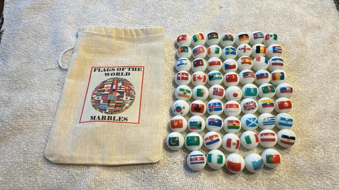 Flags of the World 5/8 Size Marbles and Pouch - Etsy
