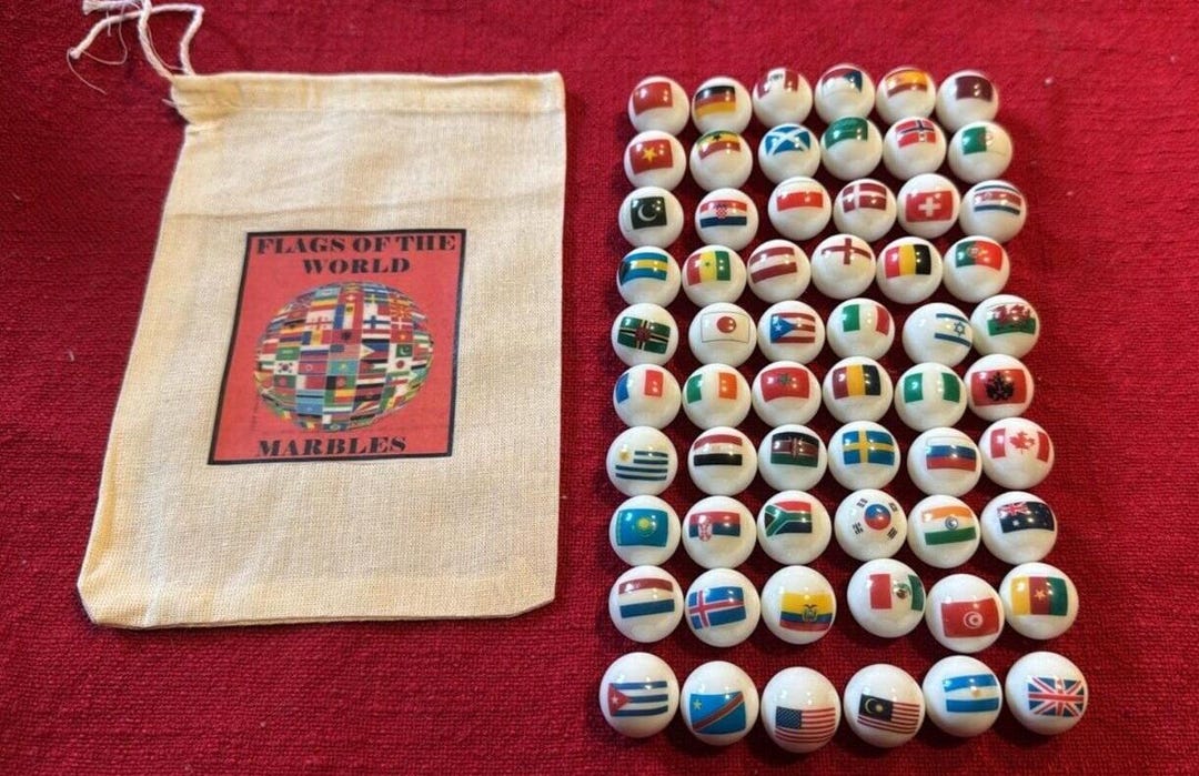 Flags of the World 5/8 Size Marbles and Pouch - Etsy