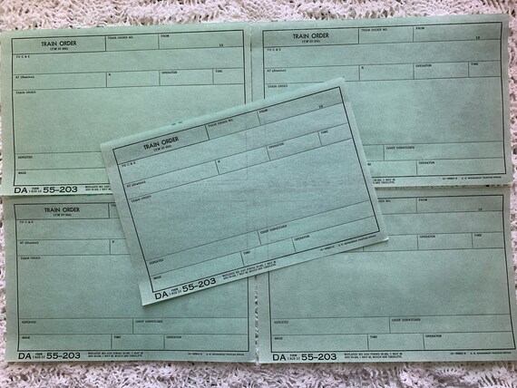Vintage Train Order Forms 55-203 Pale Green Onion Skin Paper | Etsy