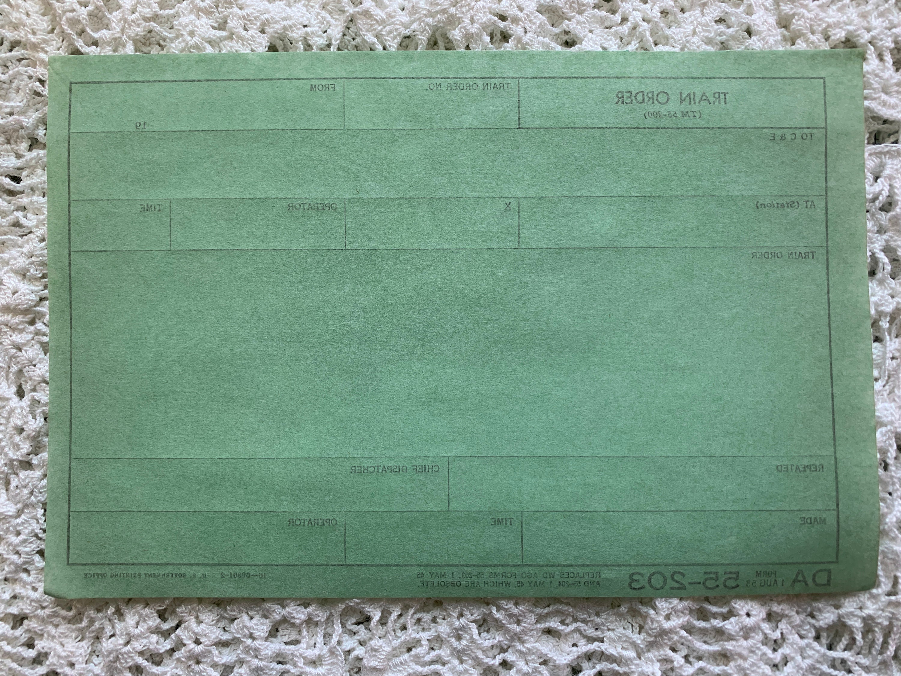 Vintage Train Order Forms 55-203 Pale Green Onion Skin Paper | Etsy
