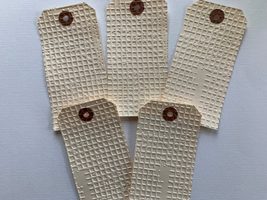 Burlap Embossed Manilla Tags Set of 5 Junk Journal - Etsy UK