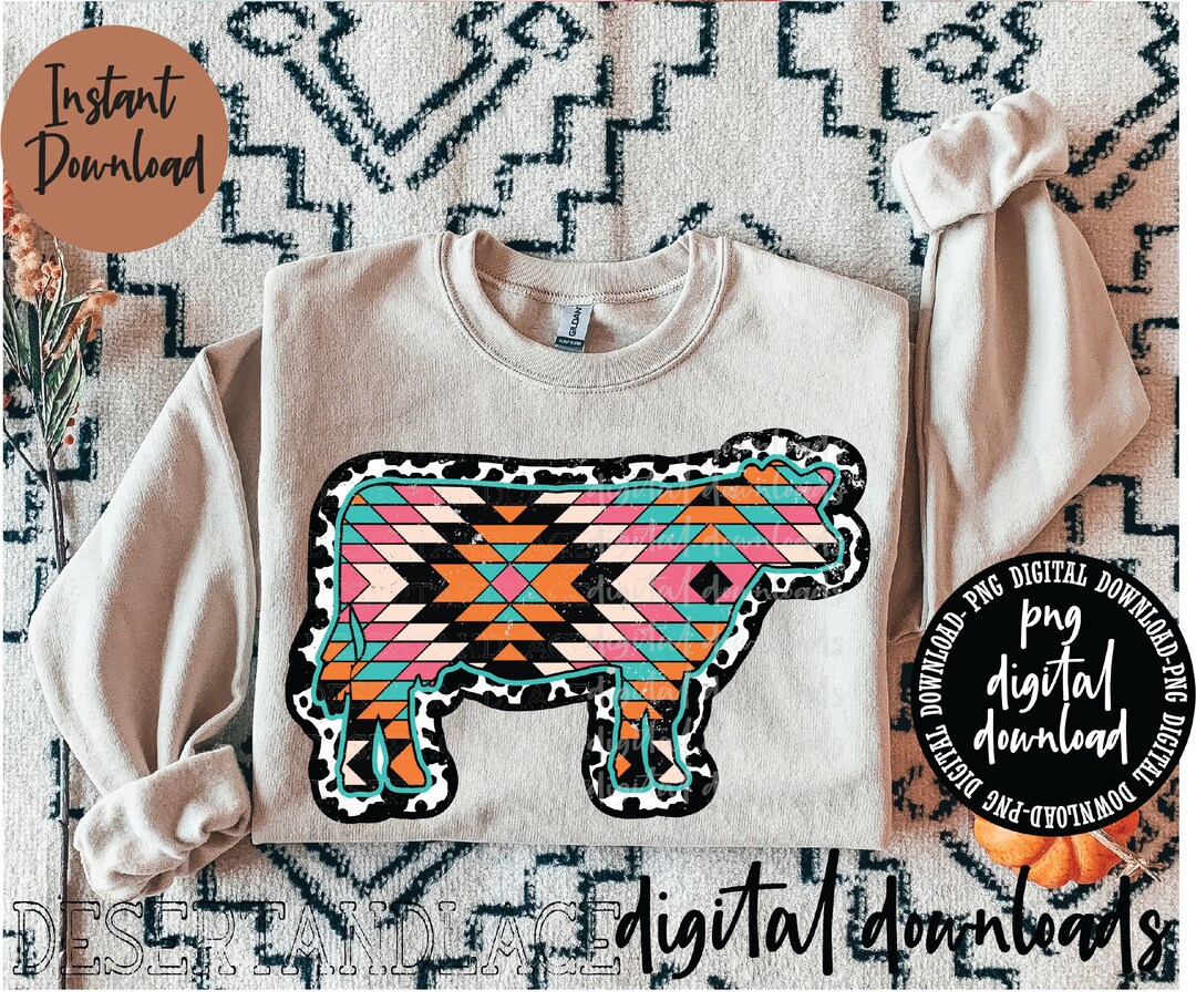 ORIGINAL CREATOR* Aztec Cowhide Cow V2 PNG Digital Download | Western ...