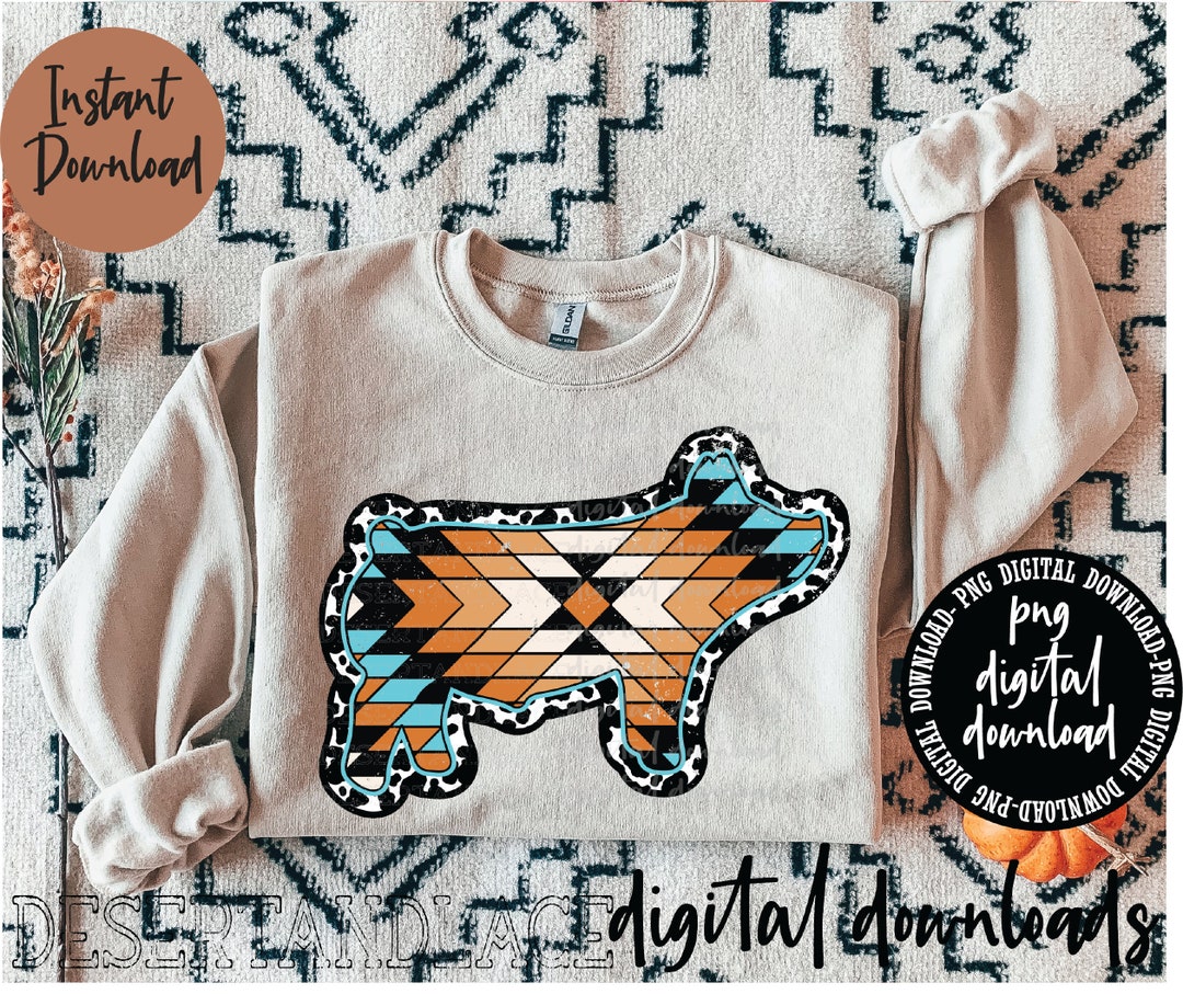 ORIGINAL CREATOR* Aztec Cowhide Pig PNG Digital Download | Western Png ...