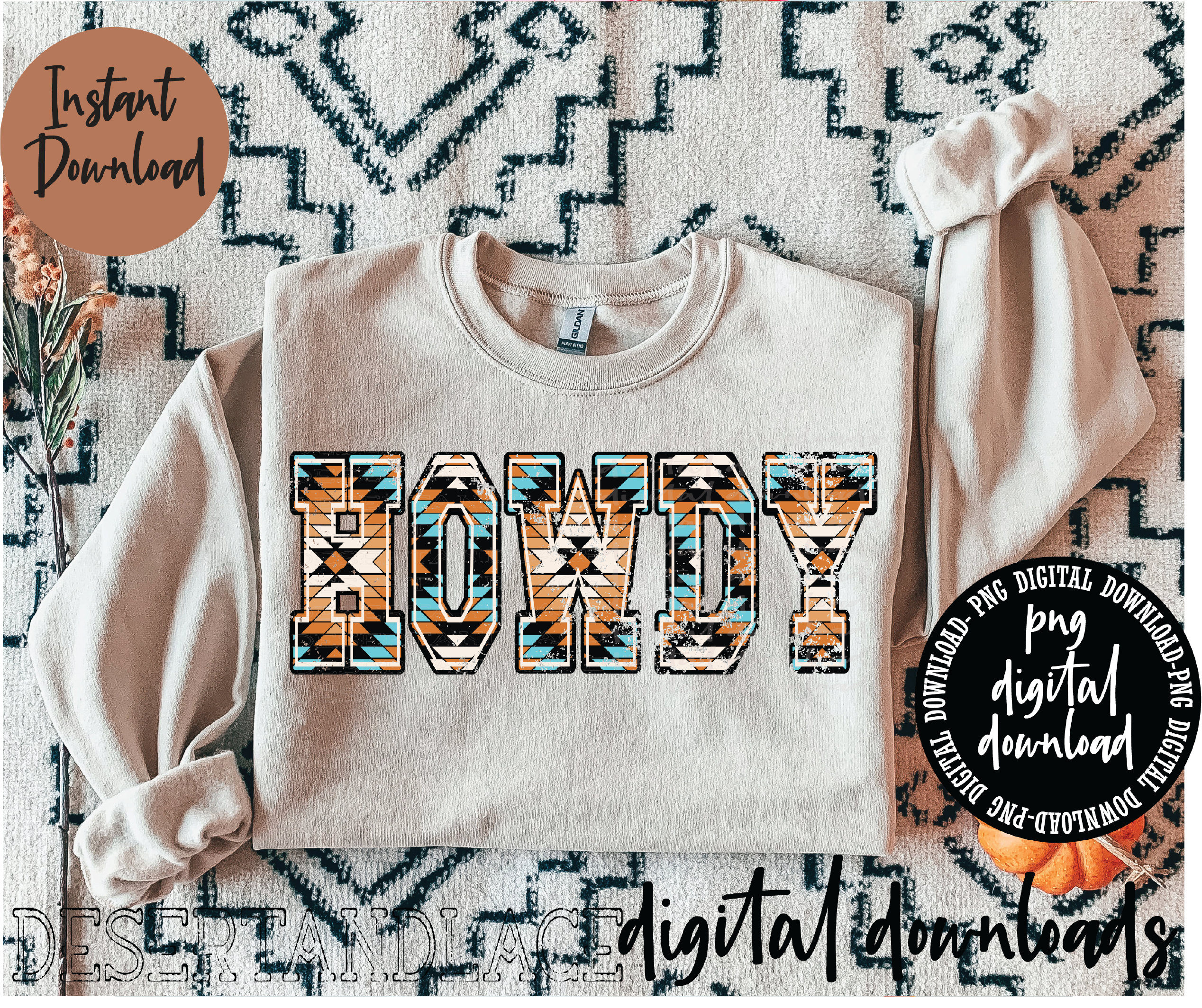 ORIGINAL CREATOR* Distressed Aztec Howdy PNG Digital Download | Western ...