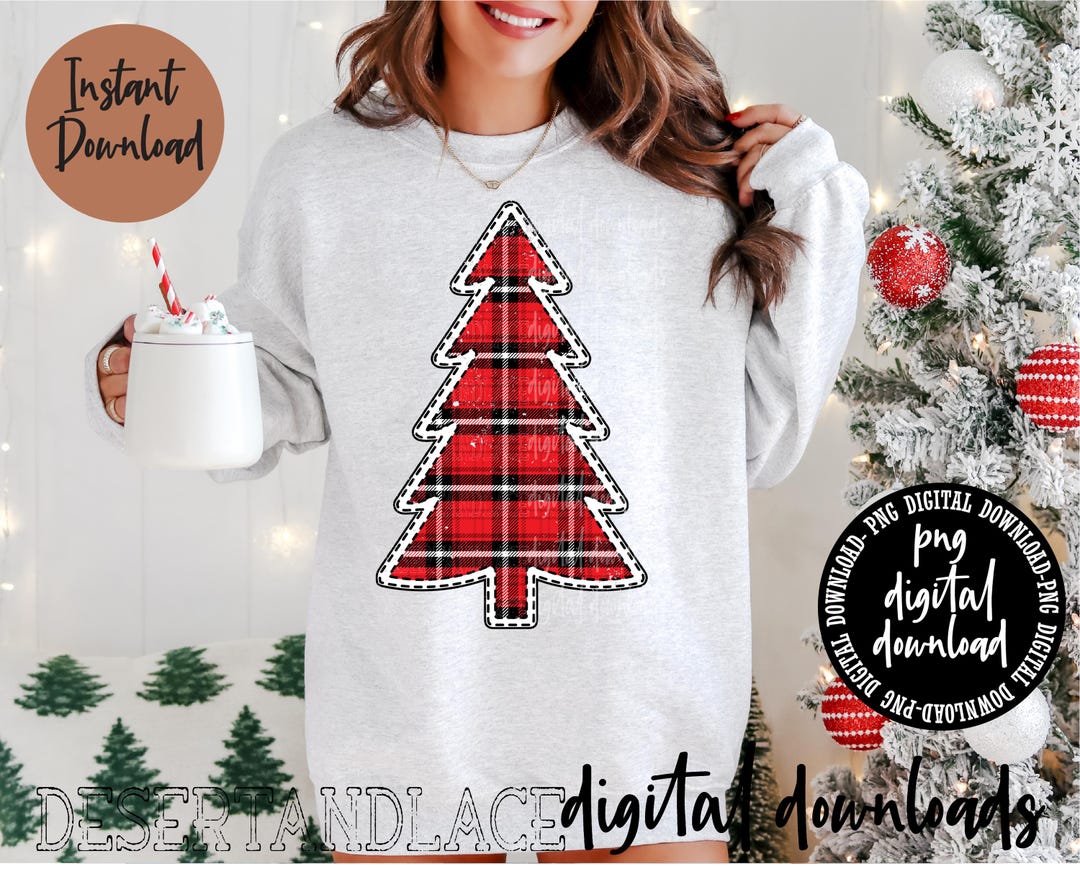 ORIGINAL CREATOR* Distressed Plaid Christmas Tree Patch PNG Digital ...