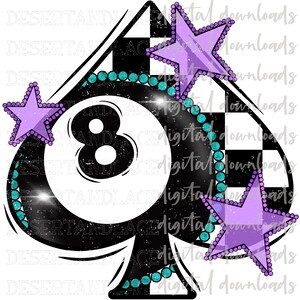 ORIGINAL CREATOR* Eight Ball Spade PNG Digital Download| Checkered ...