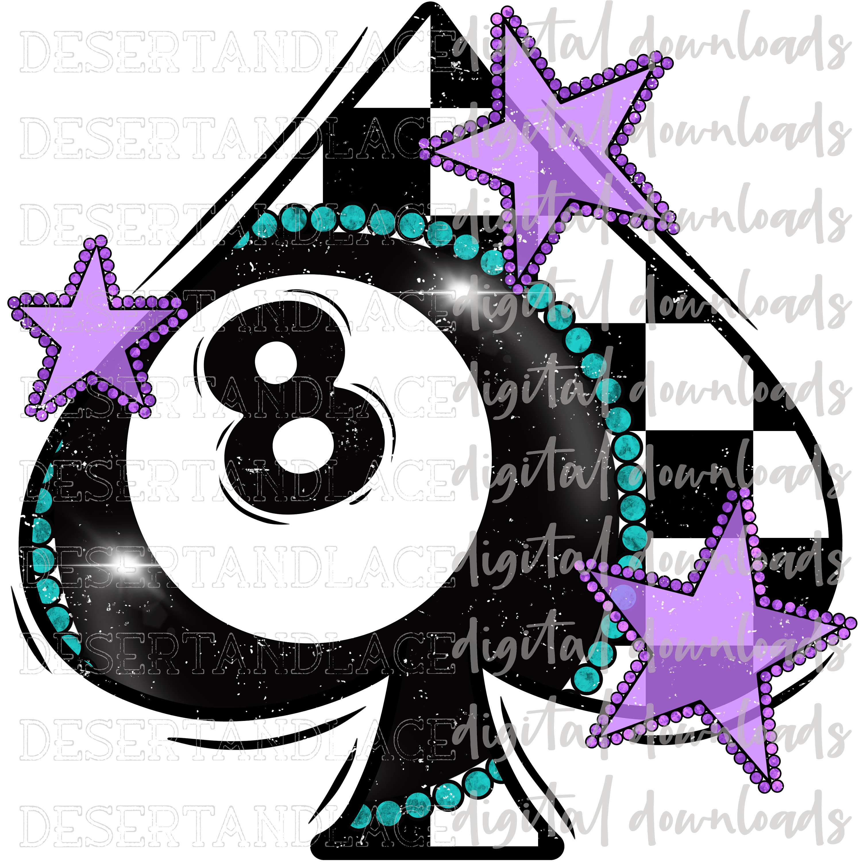 ORIGINAL CREATOR* Eight Ball Spade PNG Digital Download| Checkered ...