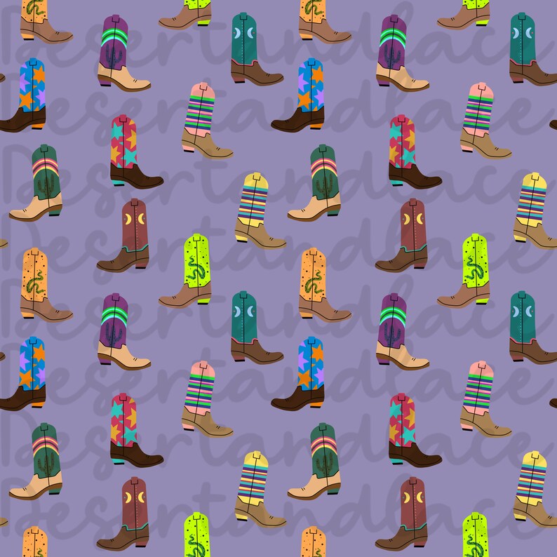 Seamless Pattern Cowboy Boots DIGITAL DOWNLOAD Western - Etsy