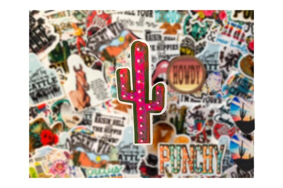 Pink Cactus Marquee Vinyl Sticker | Etsy