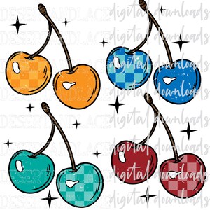 ORIGINAL CREATOR* Retro Checkered Cherries PNG Digital Download ...