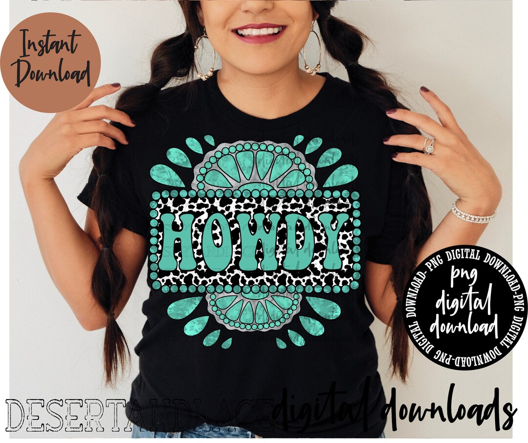 ORIGINAL CREATOR* Howdy Cowprint Turquoise Concho Frame PNG Digital ...