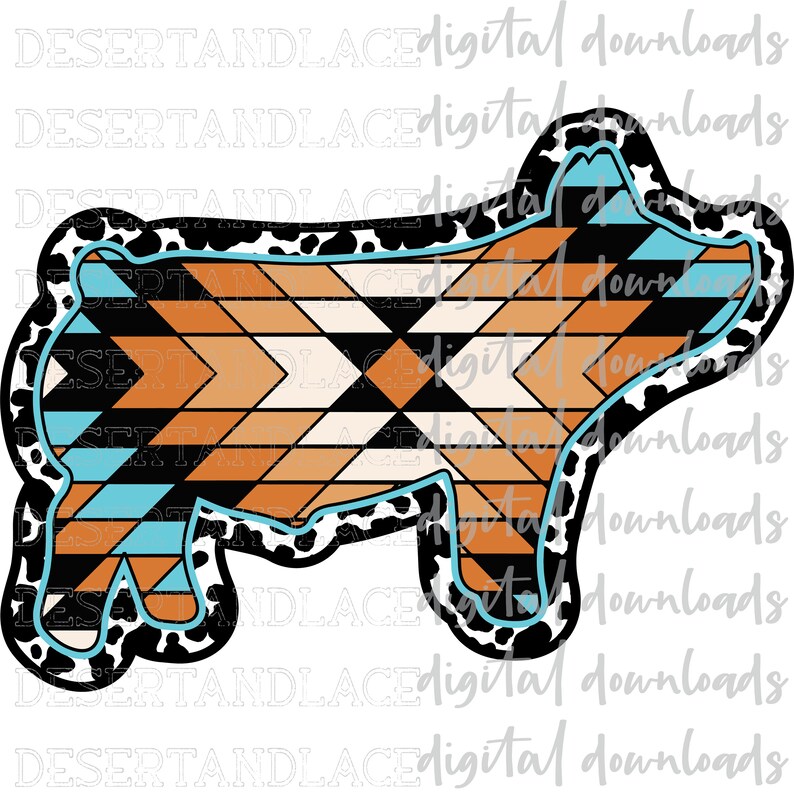 ORIGINAL CREATOR* Aztec Cowhide Pig PNG Digital Download | Western Png ...