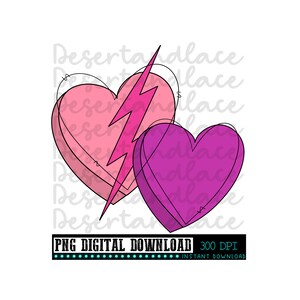 ORIGINAL CREATOR* Hearts PNG Digital Download| Lightning Bolt ...