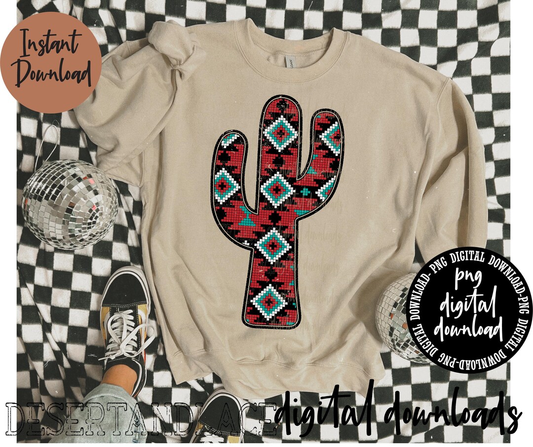 ORIGINAL CREATOR* Aztec Beaded Cactus PNG Digital Download | Distressed ...