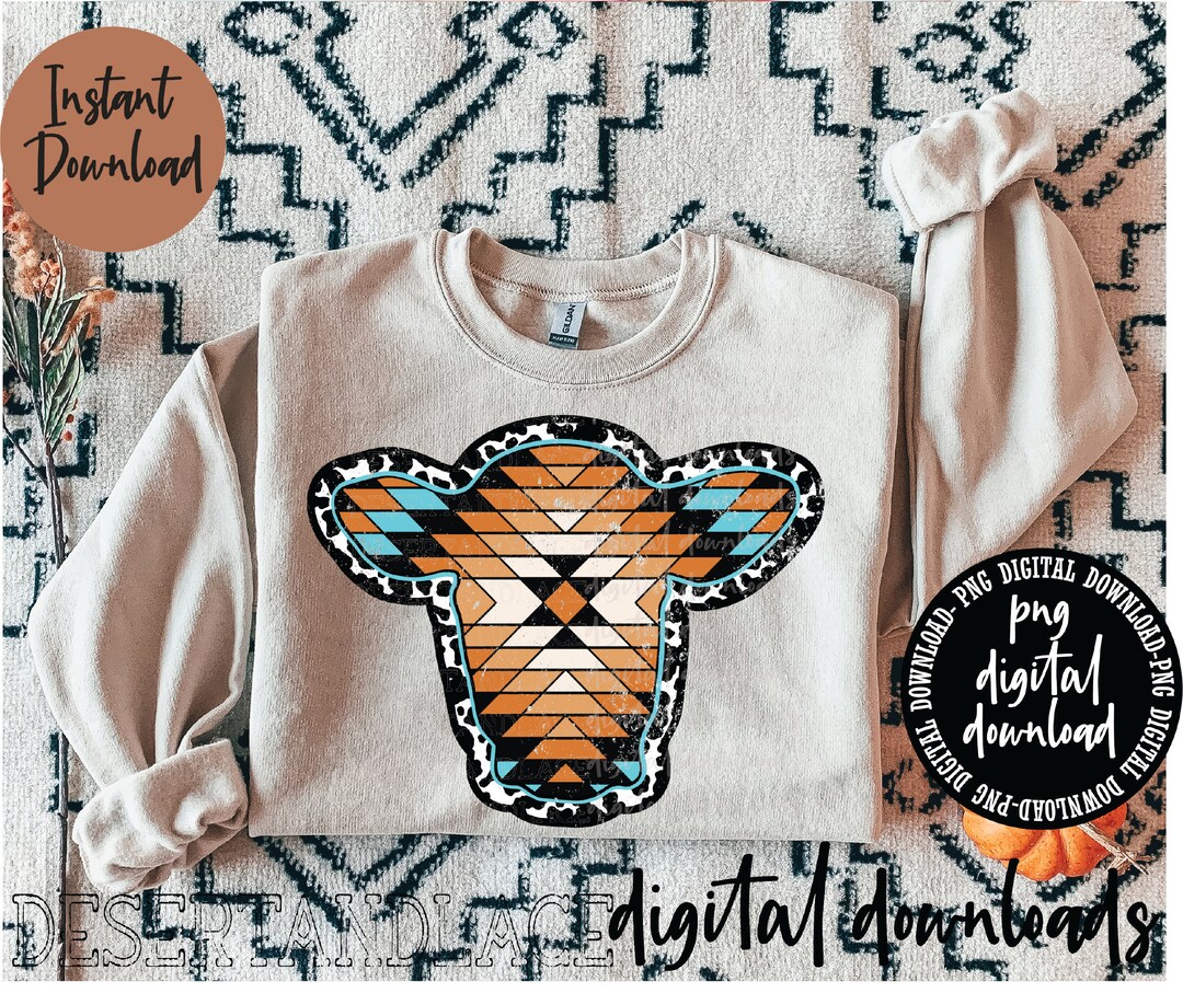 ORIGINAL CREATOR* Aztec Cowhide Cowhead PNG Digital Download | Western ...