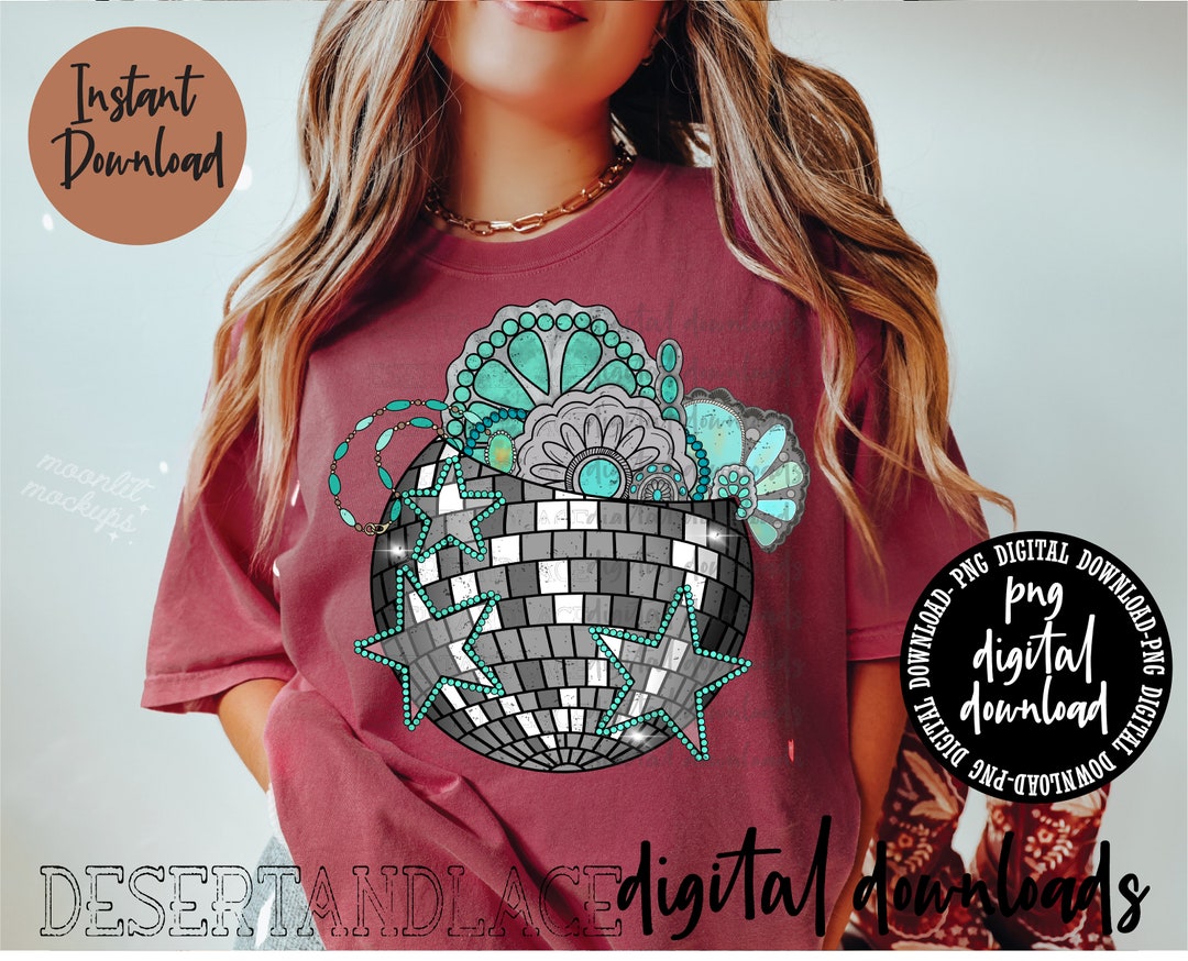 ORIGINAL CREATOR* Turquoise Disco Ball PNG Digital Download| Turquoise ...