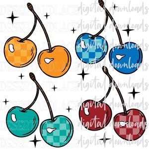 ORIGINAL CREATOR* Retro Checkered Cherries PNG Digital Download ...