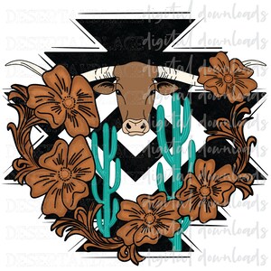 ORIGINAL CREATOR* Aztec Longhorn PNG Digital Download | Western ...