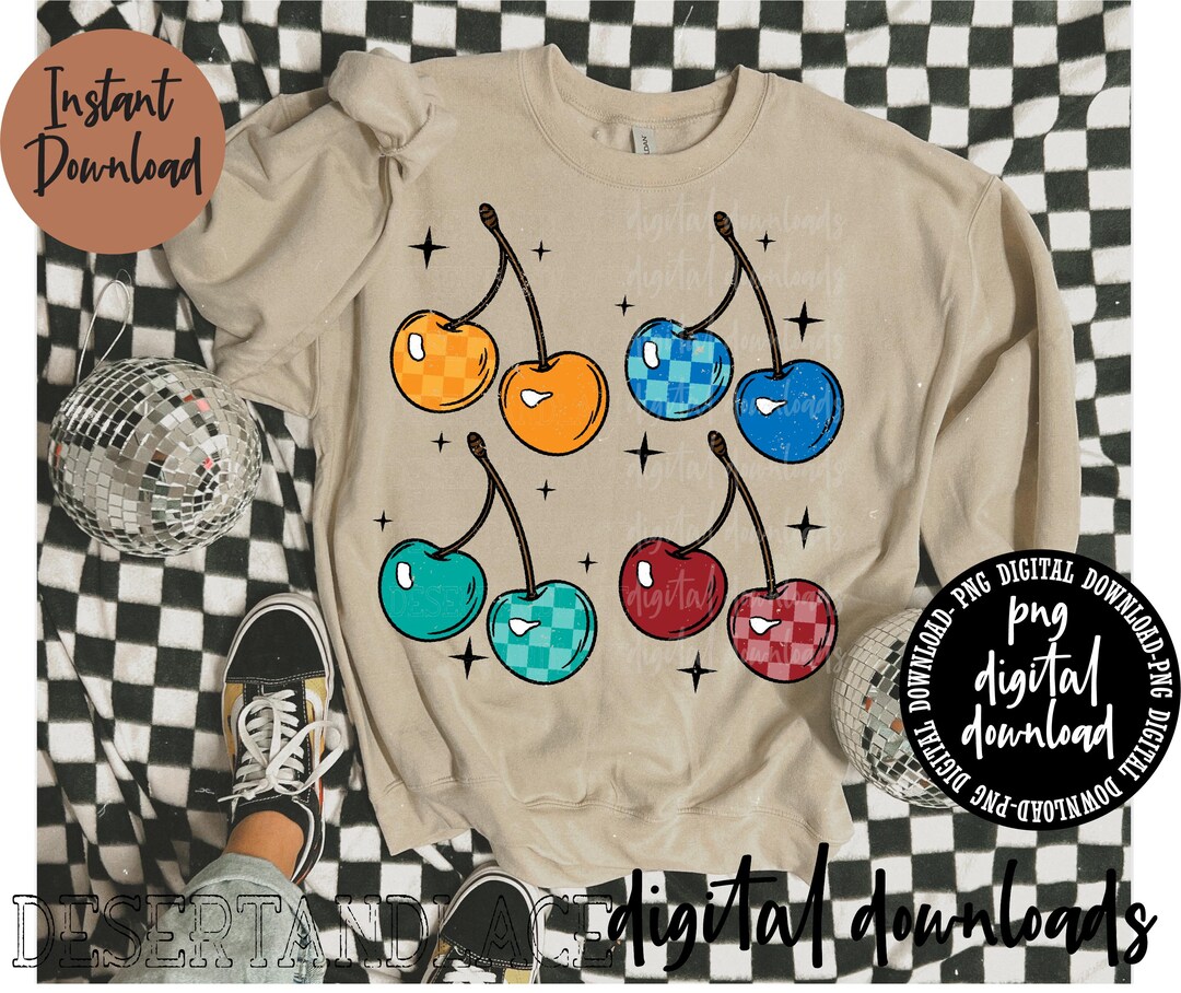 ORIGINAL CREATOR* Retro Checkered Cherries PNG Digital Download ...