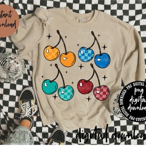 ORIGINAL CREATOR* Retro Checkered Cherries PNG Digital Download ...