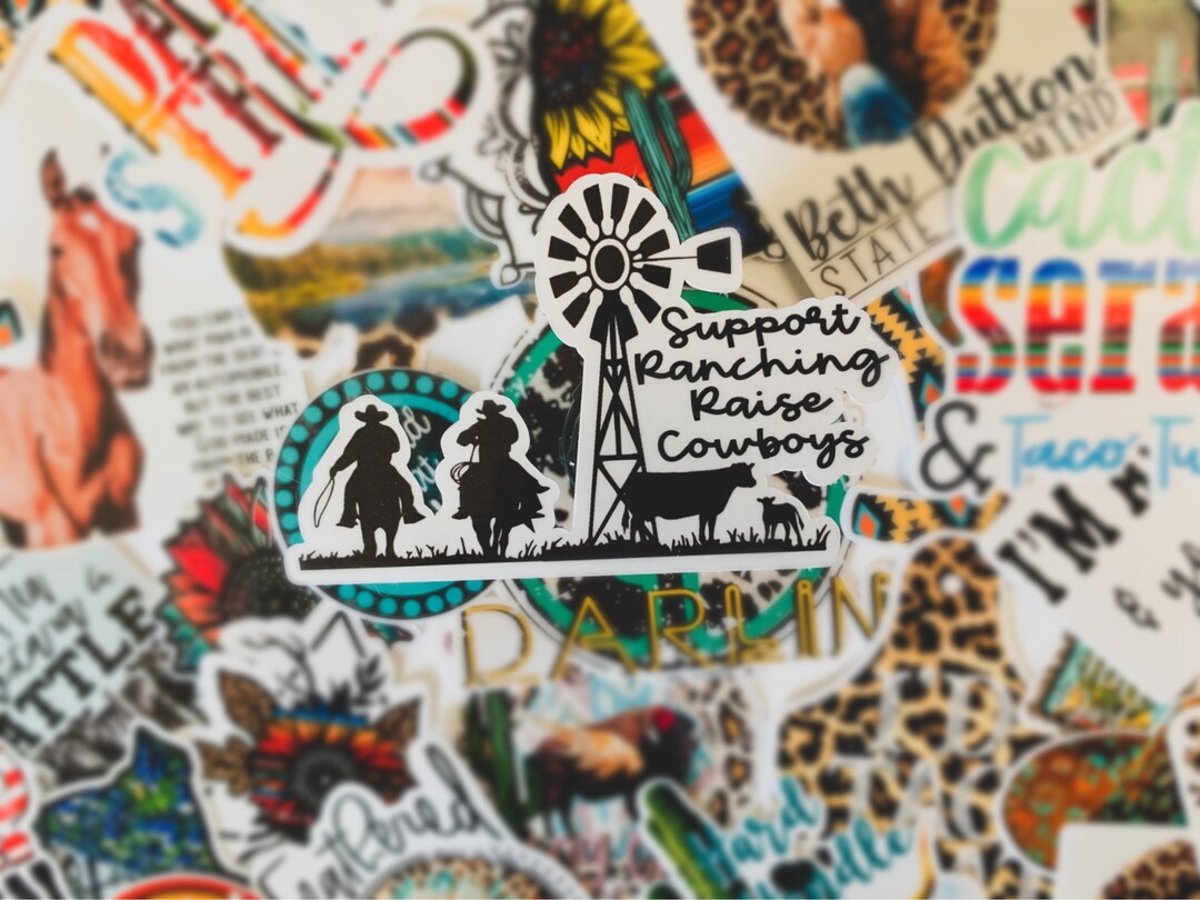 Support Ranching Raise Cowboys Vinyl Sticker Stickers Western Western ...