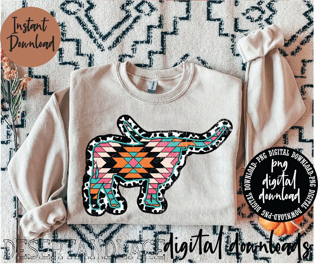 ORIGINAL CREATOR* Aztec Cowhide Longhorn V2 PNG Digital Download ...