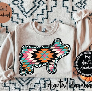 ORIGINAL CREATOR* Aztec Cowhide Pig V2 PNG Digital Download | Western ...