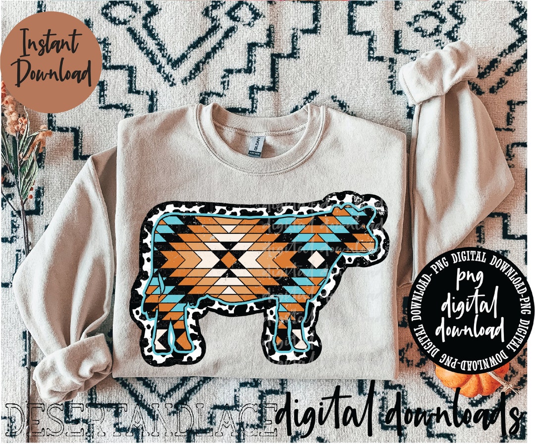 ORIGINAL CREATOR* Aztec Cowhide Cow PNG Digital Download | Western Png ...