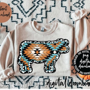 ORIGINAL CREATOR* Aztec Cowhide Cow PNG Digital Download | Western Png ...