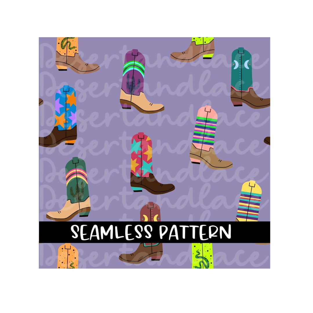 Seamless Pattern Cowboy Boots DIGITAL DOWNLOAD | Western Pattern ...