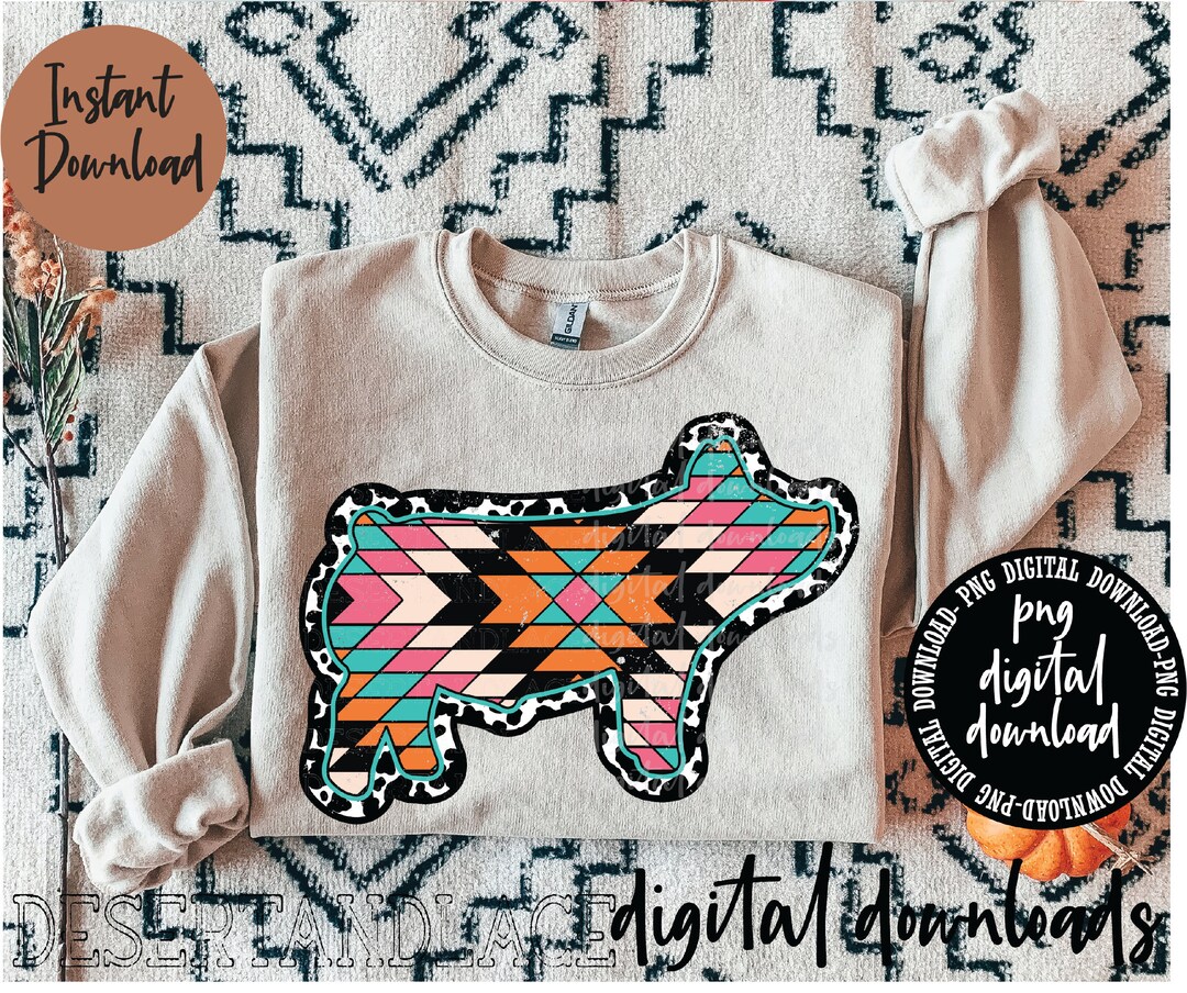 ORIGINAL CREATOR* Aztec Cowhide Pig V2 PNG Digital Download | Western ...