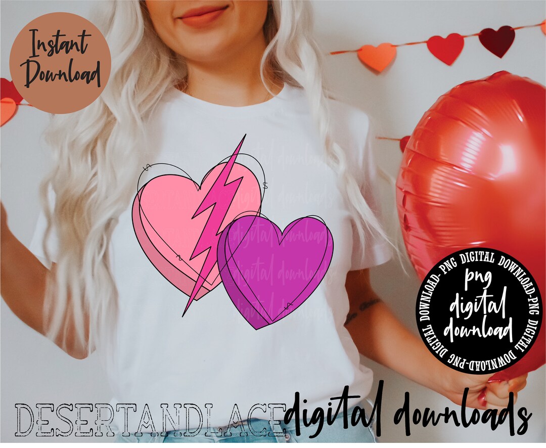 ORIGINAL CREATOR* Hearts PNG Digital Download| Lightning Bolt ...