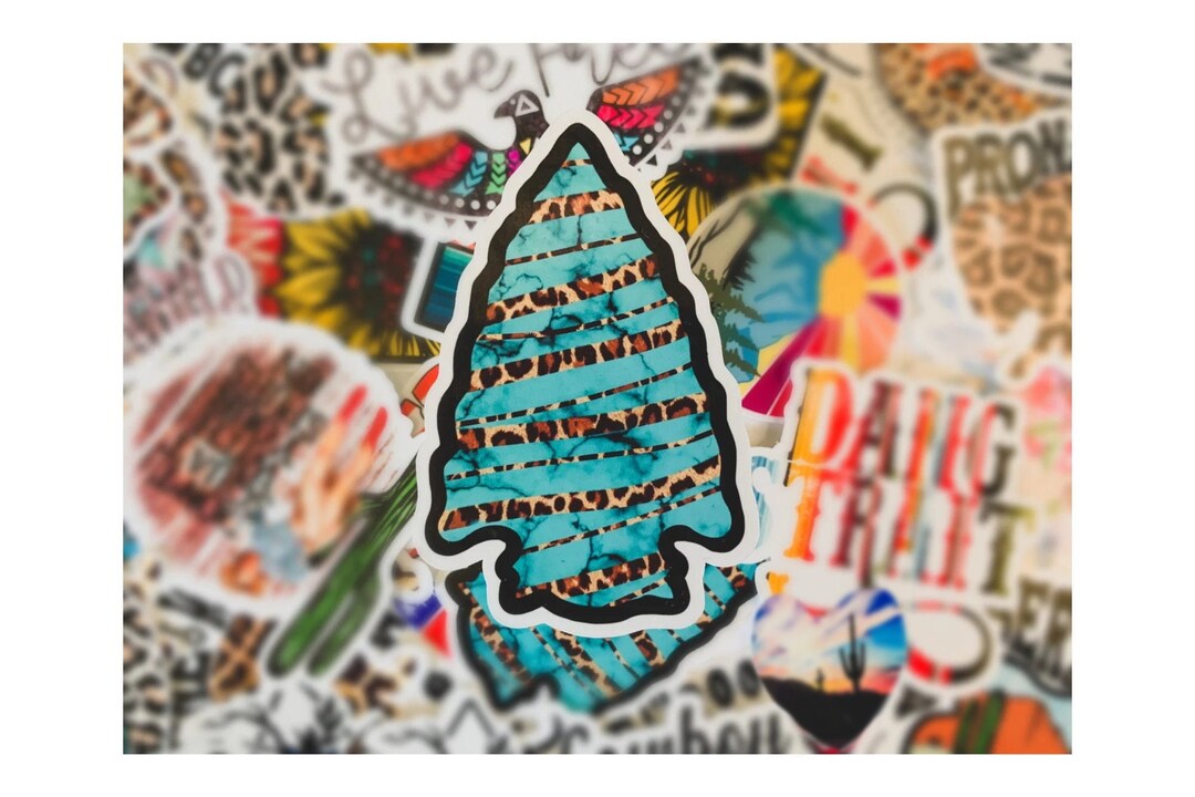 Turquoise Cheetah Arrowhead Vinyl Sticker Stickers Western Western ...